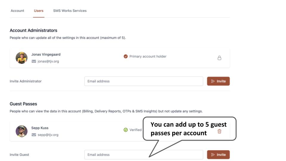 Guest Passes Now Available For Account Users The Sms Works